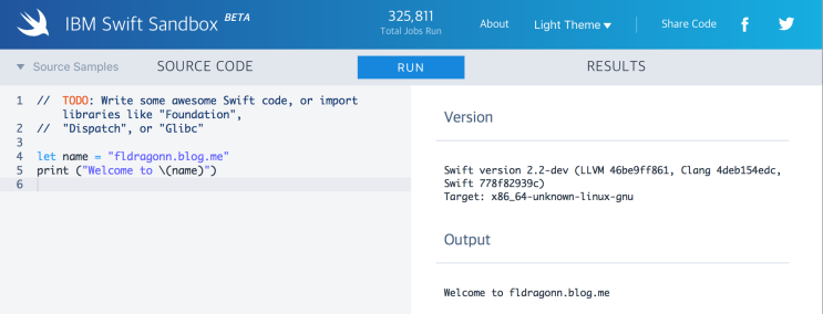 스위프트(Swift) 코드 웹에서 실시간 작성 및 실행 - IBM Swift Sandbox : 네이버 블로그