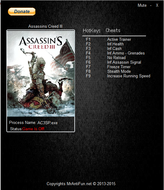 어쌔신 크리드 3 트레이너 - Assassins Creed III V1.06 +8 Trainer [MrAntiFun] : 네이버 블로그