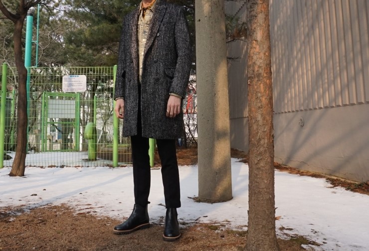 데일리룩 652 남자 패션 코디 블로그 모던이프 헤링본 더블코트워싱 청자켓페이즐리 셔츠남자 슬랙스 코디 네이버 블로그