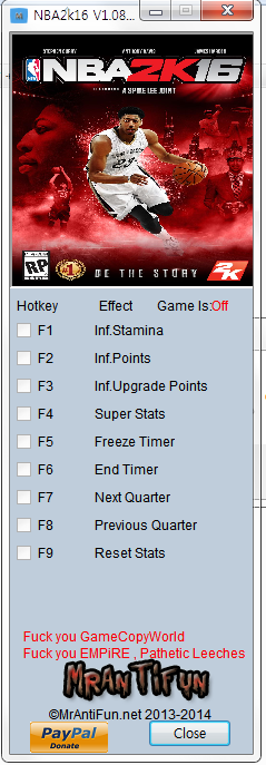 NBA 2K16 트레이너 - NBA 2k16 v1.08 Trainer +8 [MrAntiFun] : 네이버 블로그