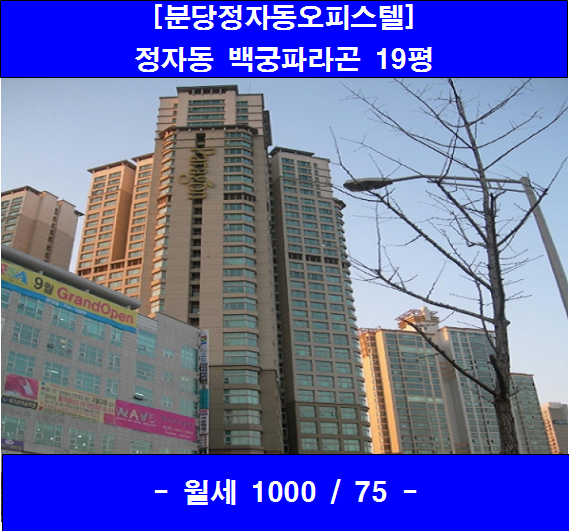 분당오피스텔월세 정자역파라곤오피스텔월세 19평 100075만원 정자동백궁파라곤오피스텔월세 네이버 블로그