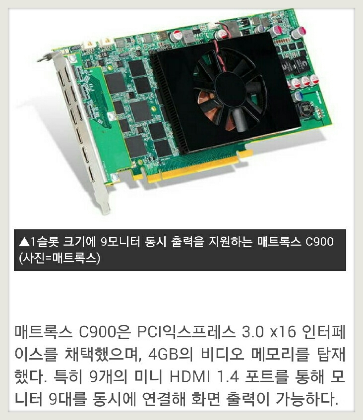 그래픽카드 하나에 모니터 9대(다중모니터)를 연결한다고?? 매트록스 C900(Matrox C900) : 네이버 블로그