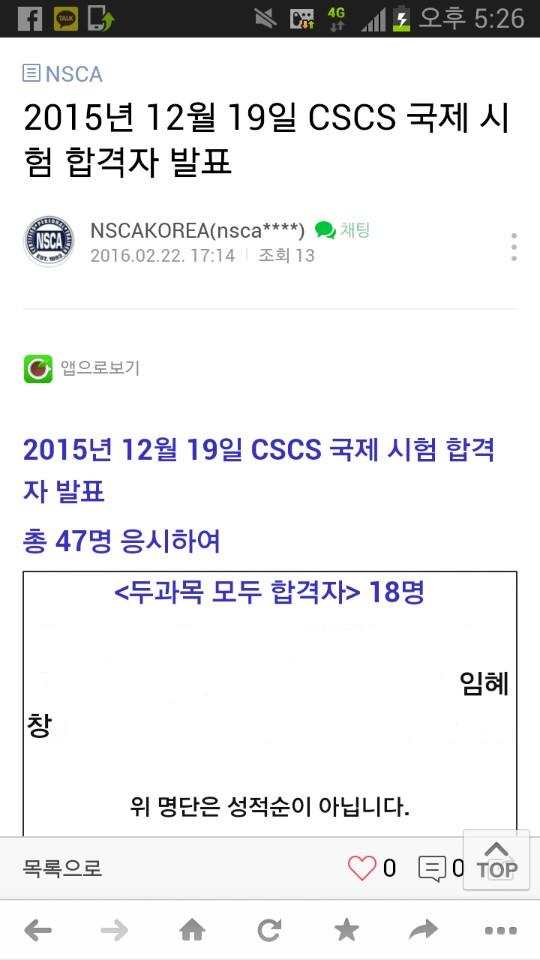 2015년 12월 19일 NSCA CSCS (Certified Strength & Conditioning Specialist) 합격!!! : 네이버 블로그