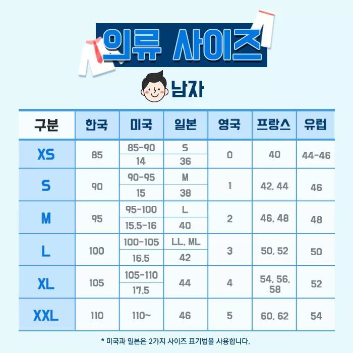 미국내 사이즈 비교표 신발 의류 네이버 블로그