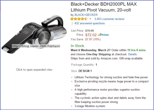 블랙앤데커 호루라기 청소기 세일 $62.02 - Black+Decker BDH2000PL MAX Lithium Pivot ...