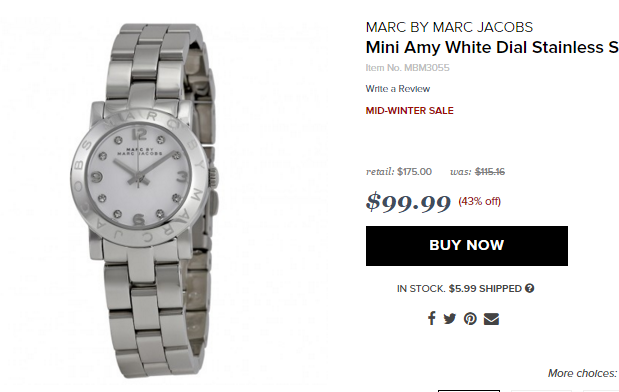 [조마샵] 마크제이콥스 시계 MARC BY MARC JACOBS Mini Amy White Dial Stainless Steel ...