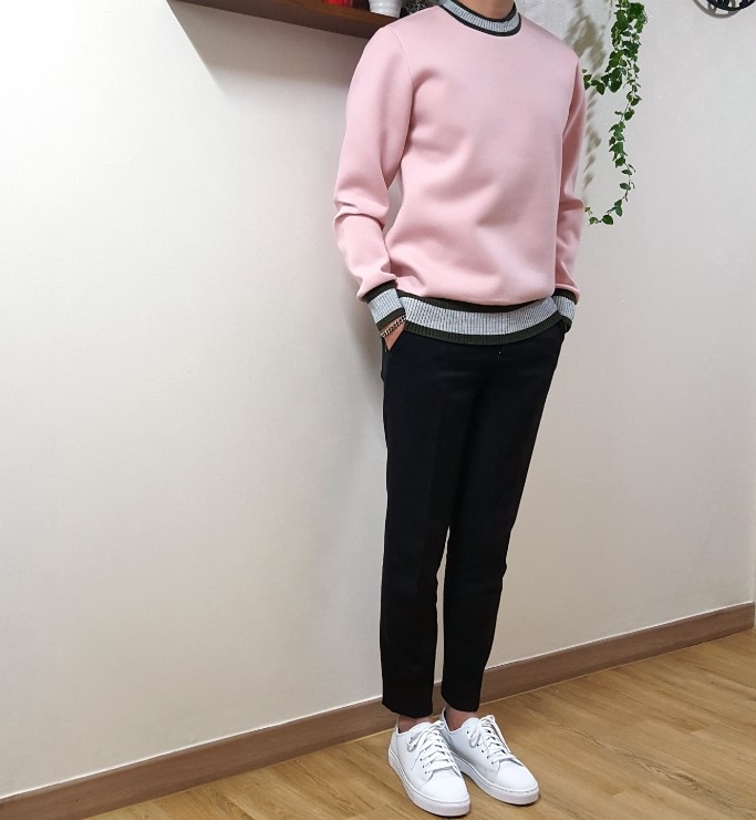 남자 시스템옴므st 네오프렌 맨투맨 코디슬랙스화이트 스니커즈 유뱅의 데일리룩블로그 네이버 블로그