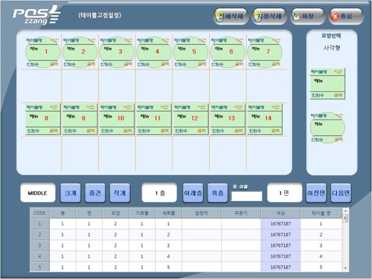 유니온포스 요식업 POS시스템의 테이블 설정 : 네이버 블로그