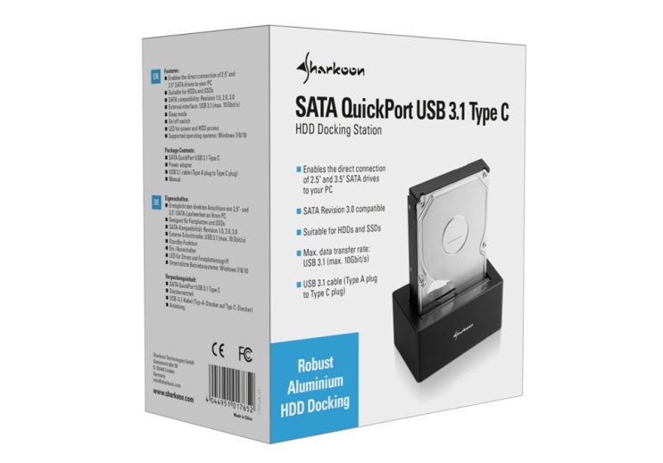 SHARKOON, USB3.1 Type-C 타입 "SATA QuickPort USB 3.1 Type C" HDD 도킹스테이션 ...