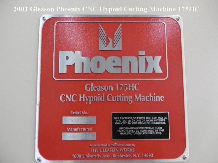 2001 Gleason Phoenix CNC Hypoid Cutting Machine 175HC : 네이버 블로그