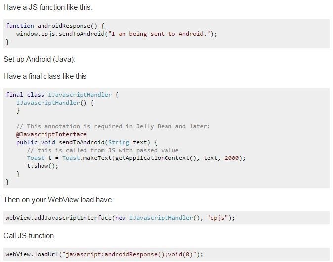 [Android] 안드로이드 App.과 WebView의 Javascript간 메시지 전달 : 네이버 블로그