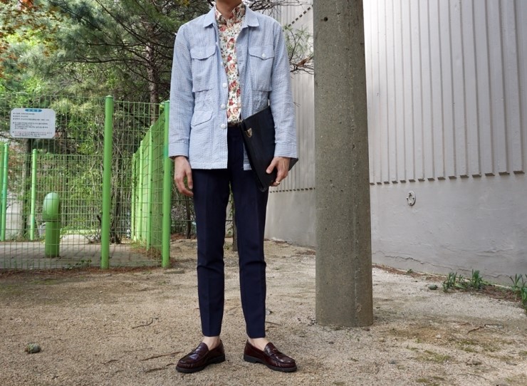 데일리룩 754 남자 패션 블로그 시어서커 자켓 코디는 플라워 셔츠로 화사하게 네이버 블로그