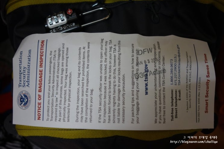 USA TSA claim check 추심 완료!(TSA 자물쇠 걸었는데 가방 파손 발생시) : 네이버 블로그