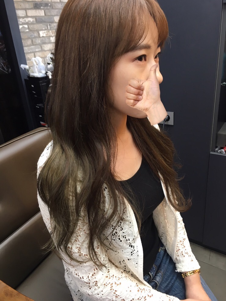 원스헤어 왕십리뉴타운점 상왕십리 미용실 왕십리 미용실 투톤헤어 매트애쉬 염색 카키브라운 염색 매트브라운