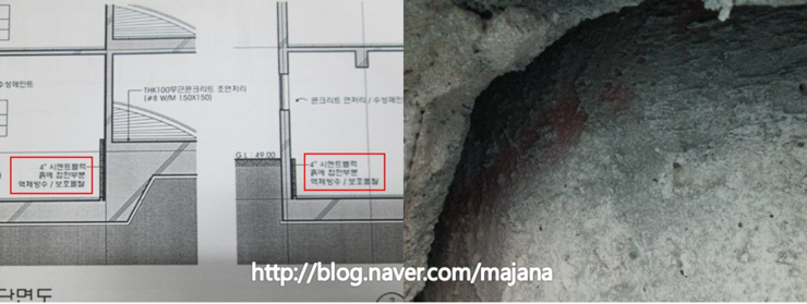 아파트하자사전 전기실 및 펌프실 등 외부 벽체 액체방수위 보호몰탈 미시공방수공사 연차와 무관한 기능상미관상 하자에