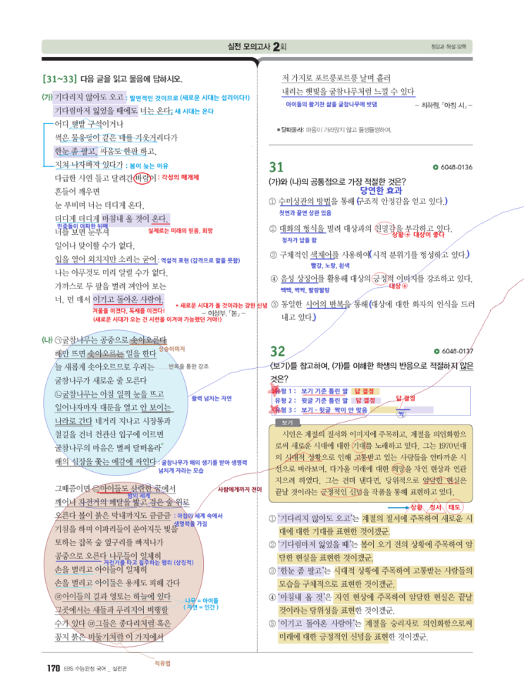 9월 평가원 모의 대비 고현진 샘 수능완성 실전모의고사 2회 문학 이성부 봄 최하림 아침 시 이청준