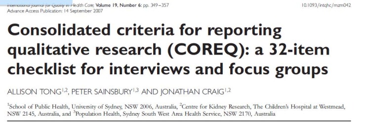 [질적연구] COREQ(Consolidated Criteria for Reporting Qualitative Research ...