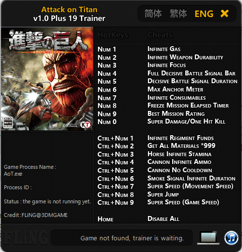 진격의 거인 트레이너 Attack on Titan v1.0 Plus 19 Trainer : 네이버 블로그