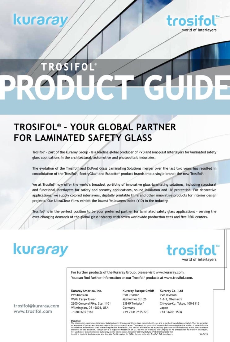 접합안전유리 중간막(Interlayer,film) 제품 가이드라인 - Trosifol® Product Guide : 네이버 블로그