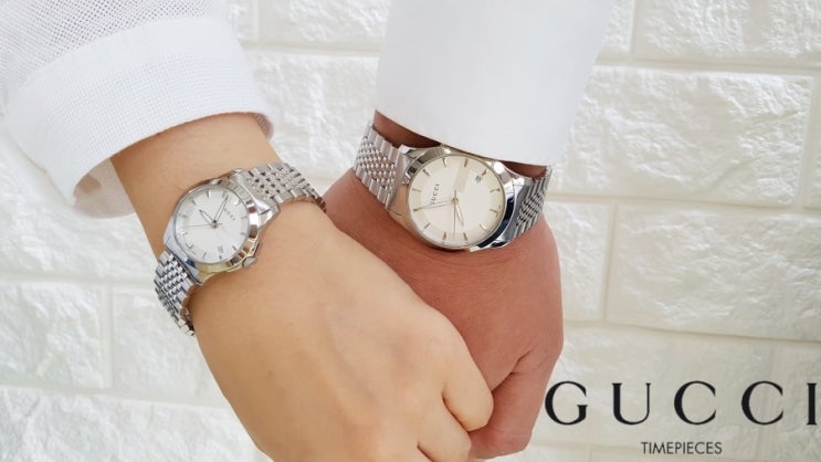 [GUCCI]구찌 G-TImeless 지타임리스 화이트문자판 커플시계 YA126401(남성용 38mm) YA126501 (여성용 ...