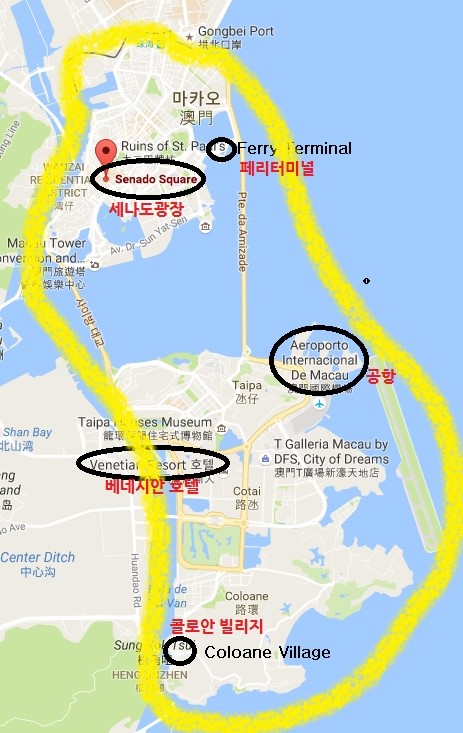 마카오 지도 및 당일 관광 코스 : 네이버 블로그