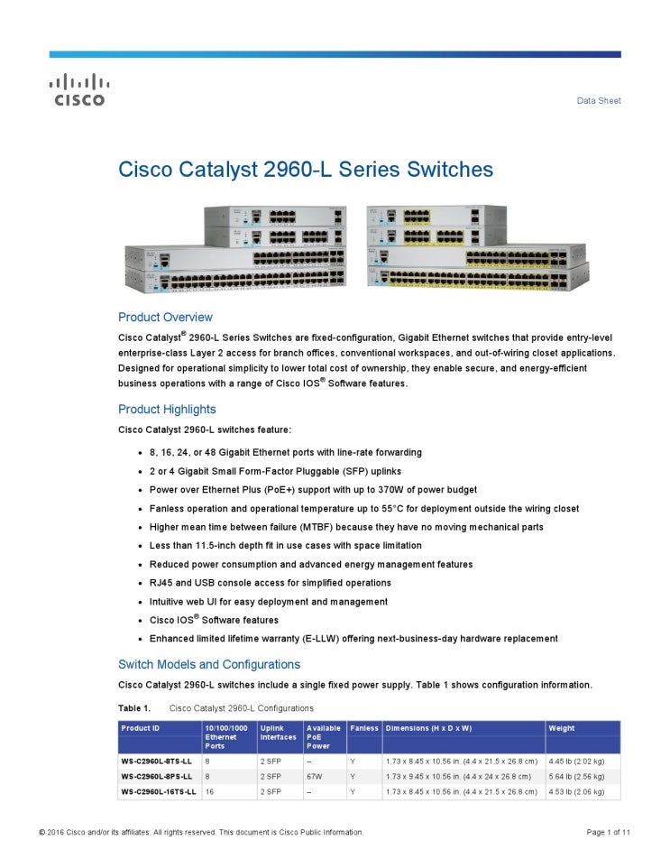 CISCO / Catalyst 2960-L Series Switches : 네이버 블로그
