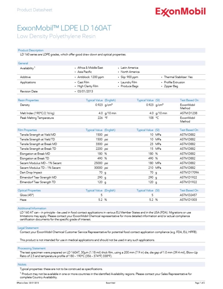 Exxonmobil LDPE 160AT : 네이버 블로그