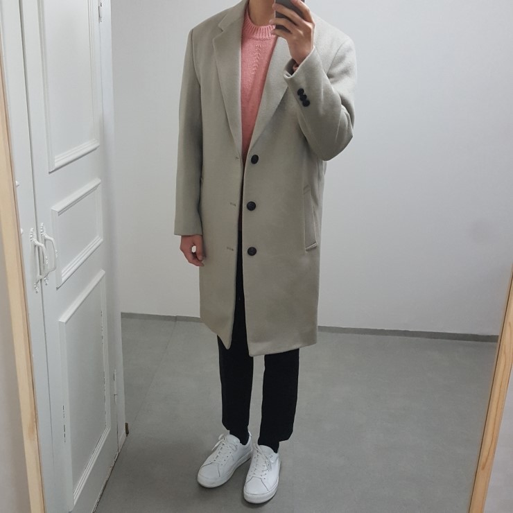 버튼서울 남자 캐시미어 오버핏코트 코디핑크니트슬랙스커먼st 아킬레스로우 유뱅의 데일리룩 블로그 네이버 블로그