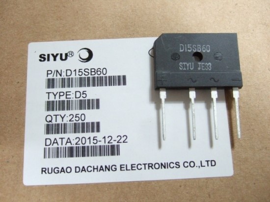 D15SB60. 15A 600V. 15A600V. 600V 15A. 600V15A. Bridge Diode. 브릿지 다이오드 ...