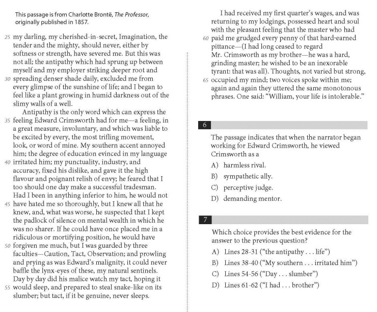 실전 Reading SAT: Literal comprehension and evidence question from ...