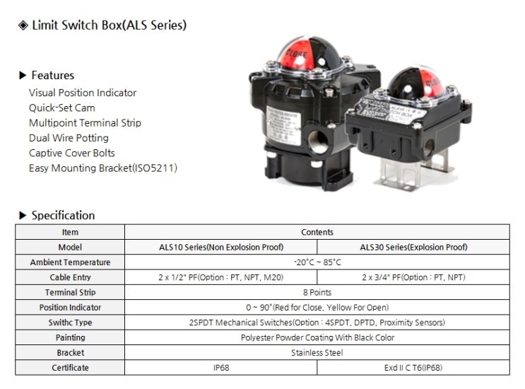 리미트 스위치 박스(ALS 모델) / Limit Switch Box(ALS Series) : 네이버 블로그