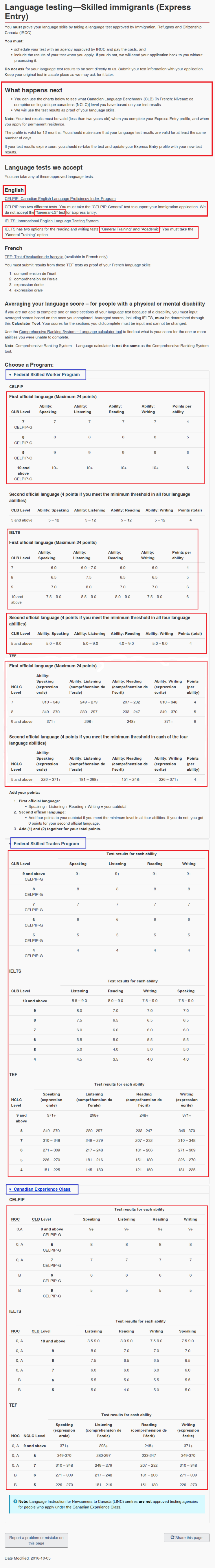 EE (Express Entry) 영어시험 점수 : 네이버 블로그