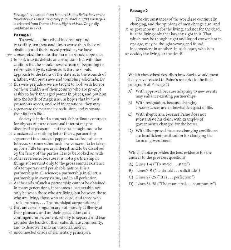 실전 SAT Reading: Double passage relationship and evidence question : 네이버 블로그