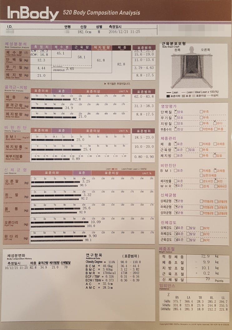 생체전기저항분석(BIA) 결과 보는 법.(인바디, InBody-520 기준) : 네이버 블로그