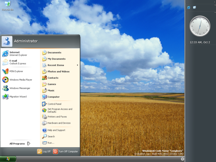Microsoft Windows Vista (Codename Longhorn) Build 4051 Milestone 7 ...
