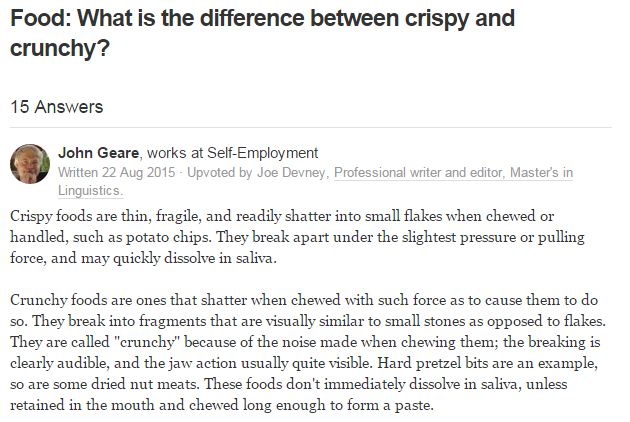 [Youtube영어] crunchy와 crispy 차이가 뭐지? / 각종 식감 영어로 : 네이버 블로그