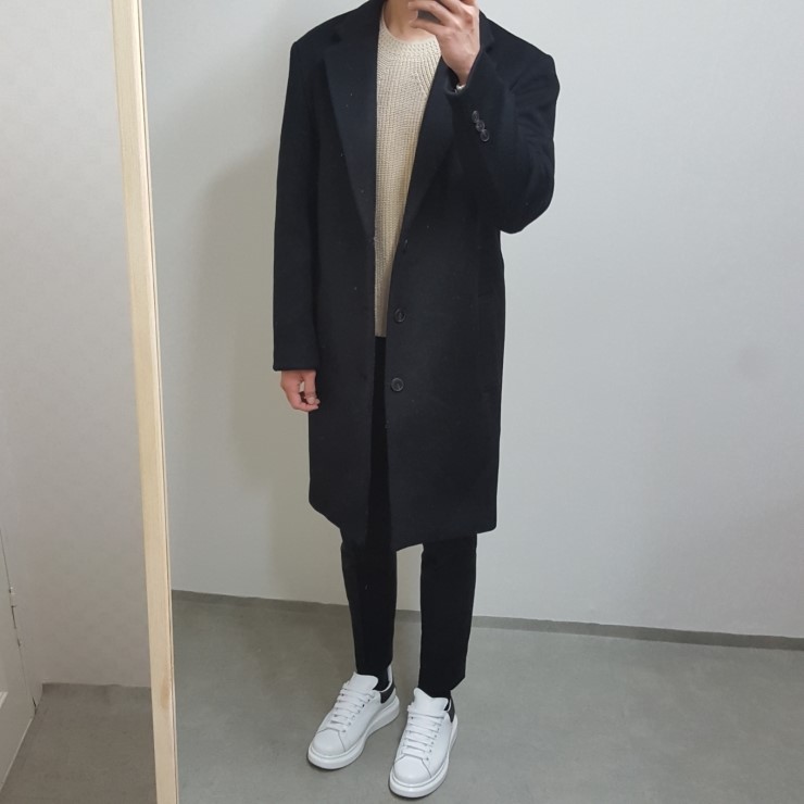 버튼서울 캐시미어 남자 오버핏코트 코디베이지 니트슬랙스맥퀸 오버솔 스니커즈 유뱅의 데일리룩 블로그 네이버 블로그