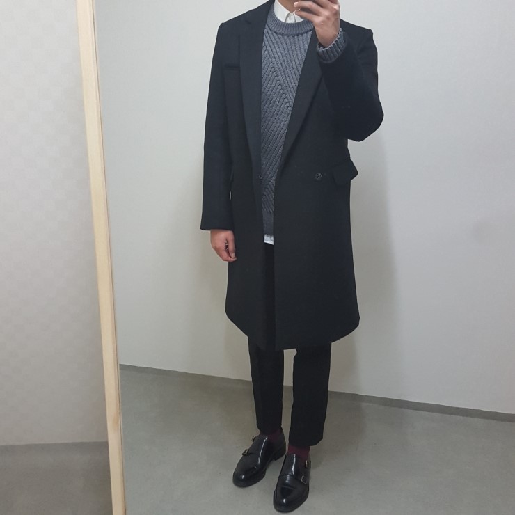 셀린느st 남자 겨울코트 코디빗살골지니트슬랙스더블몽크스트랩 유뱅의 데일리룩 블로그 네이버 블로그