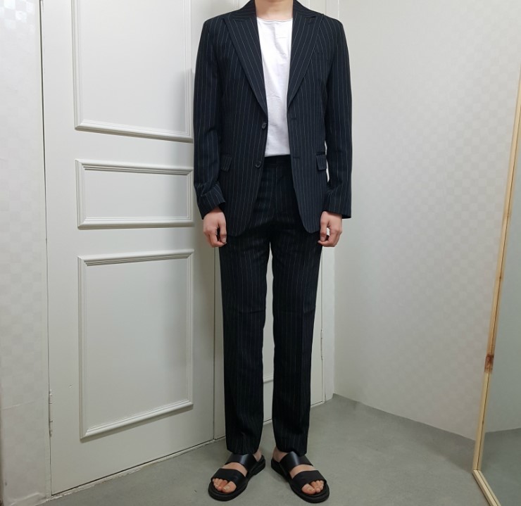 남자 스트라이프수트 코디유넥 반팔가죽 슬리퍼 유뱅의 데일리룩 블로그 네이버 블로그