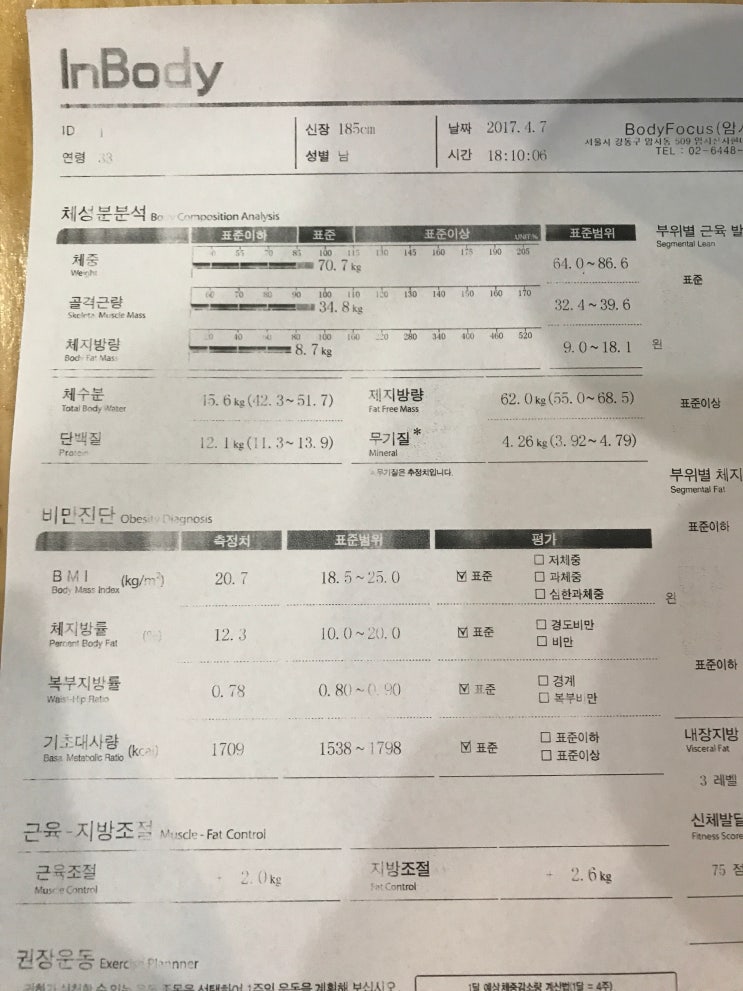 100일 몸짱 프로젝트, 3개월의 인바디 체지방률 변화 공개 : 네이버 블로그