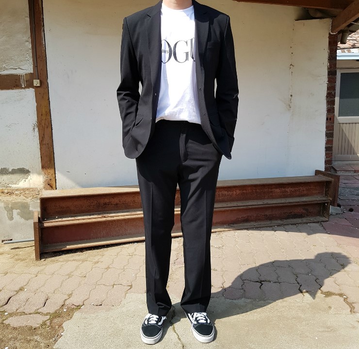 남자 블레이져 코디보그 오버핏 반팔티롱와이드팬츠반스 올드스쿨 유뱅의 데일리룩 블로그 네이버 블로그