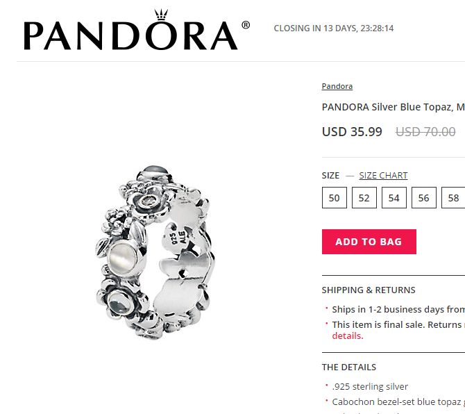 [루랄라] 판도라 문스톤 데이지 꽃반지 올라 왔어요 PANDORA Silver Blue Topaz, Moonstone & CZ ...