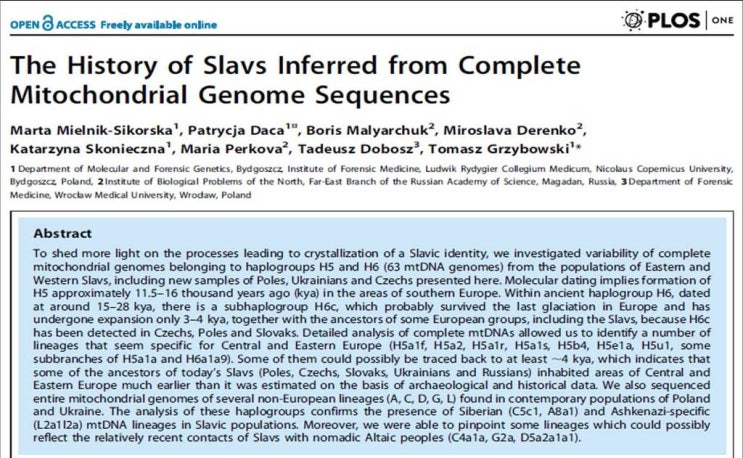 The History of Slavs Inferred from Complete Mitochondrial Genome ...