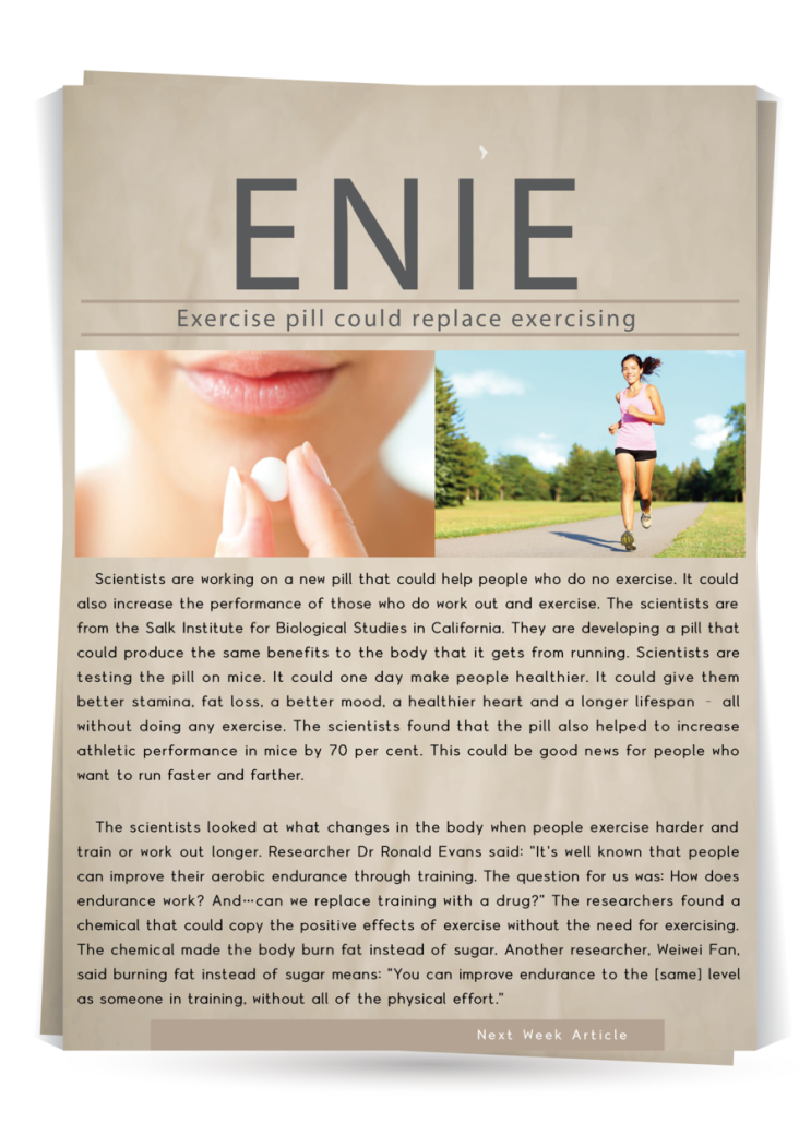 [동탄 영어학원] *이언어학원* ENIE_WEEK 13 & WEEK 8 Exercise pill could replace ...