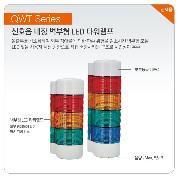 큐라이트 타워램프(신호음 내장 벽부형 LED 타워램프)-QWT 신제품 출시 : 네이버 블로그