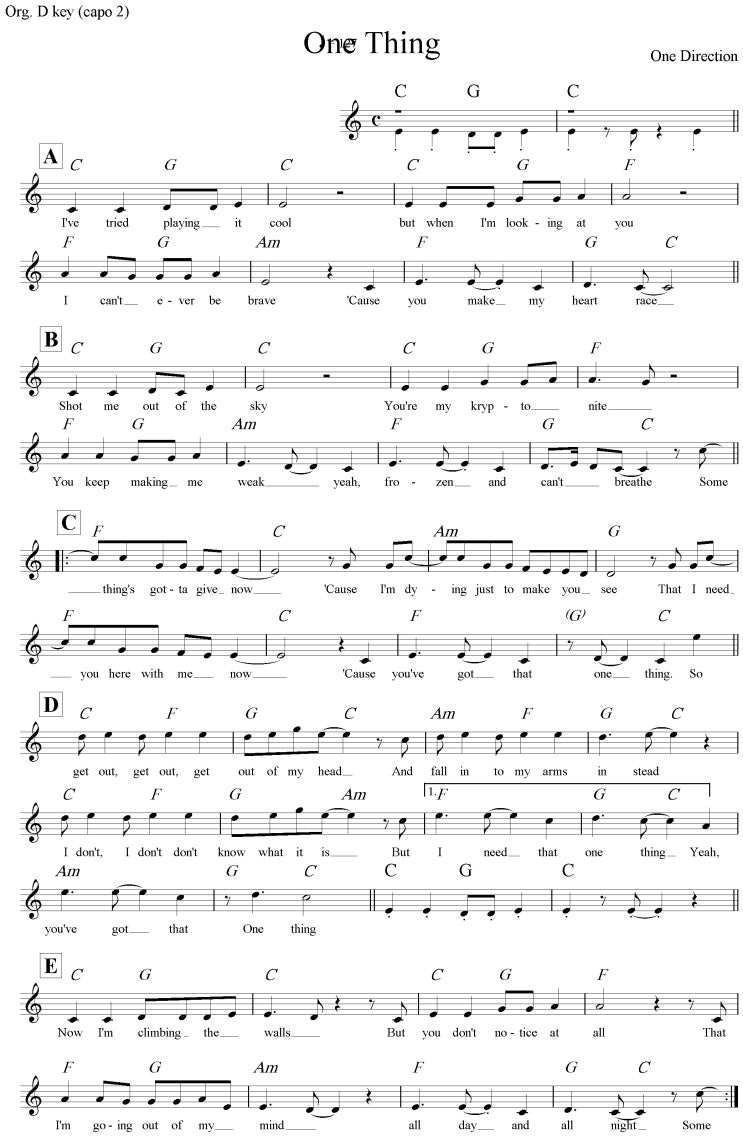 One Direction One Thing Lyrics