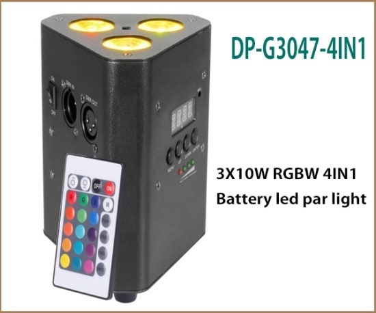 DP-G3014-4IN1 3X10W RGBW 4IN1 Battery led par light (무선DMX, 클럽조명 ...