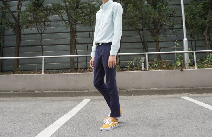 데일리룩 1092 시어서커 셔츠 슬랙스 코디 반스 올드스쿨 색감 우수상감 네이버 블로그