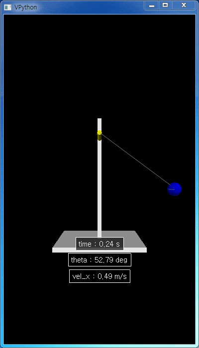 [PYTHON] 파이썬 예제코드입니다 - vpython(6) 단진자의 운동 애니메이션, simple pendulum : 네이버 블로그
