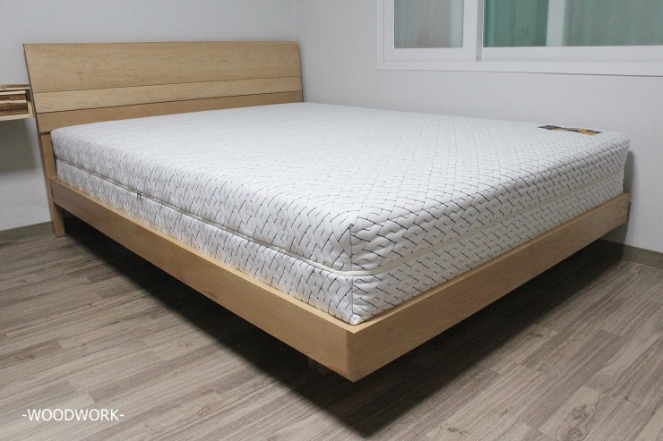 대전시 가장동에 납품해드린 북미산하드메이플 침대입니다 우드워크원목침대퀸사이즈침대주문제작맞춤가구수제가구친환경가구대전